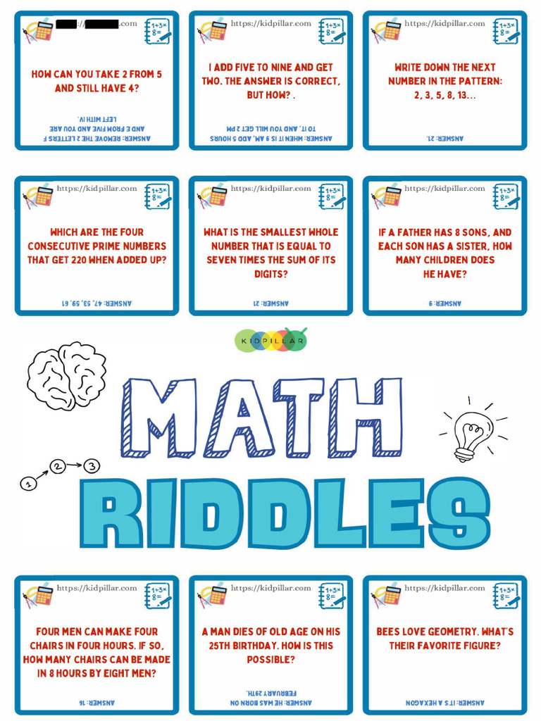 Maths Riddles For Kids Free Printable - Redacted | PDF