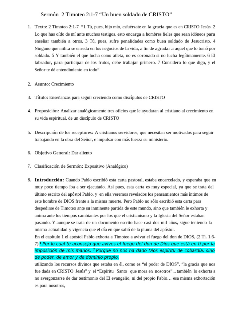 Crecimiento Espiritual en 2 Timoteo 2 | PDF | Cristo (título) | Pablo ...