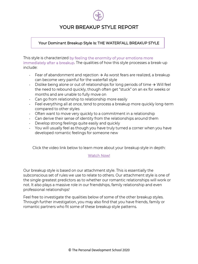 Your Breakup Style Report - Waterfall Breakup Style | PDF | Empathy ...