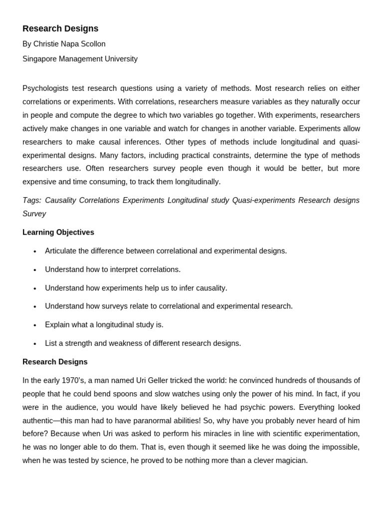 Research Designs | PDF | Experiment | Scatter Plot