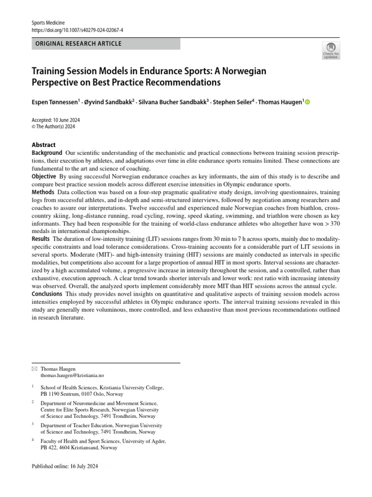 Seiler Training Session Models in Endurance Sports | PDF | Triathlon ...