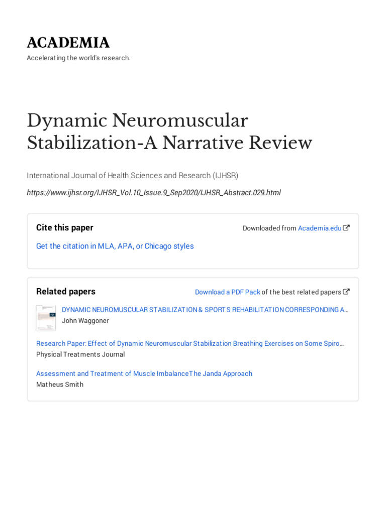Dynamic Neuromuscular Stabilization - A Narrative Review | PDF ...