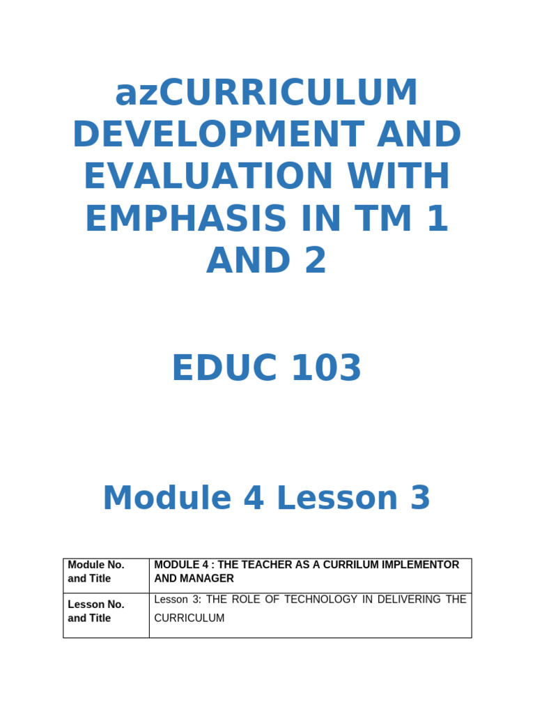 Educ-103-Module-4-lesson3 | PDF | Educational Technology | Learning