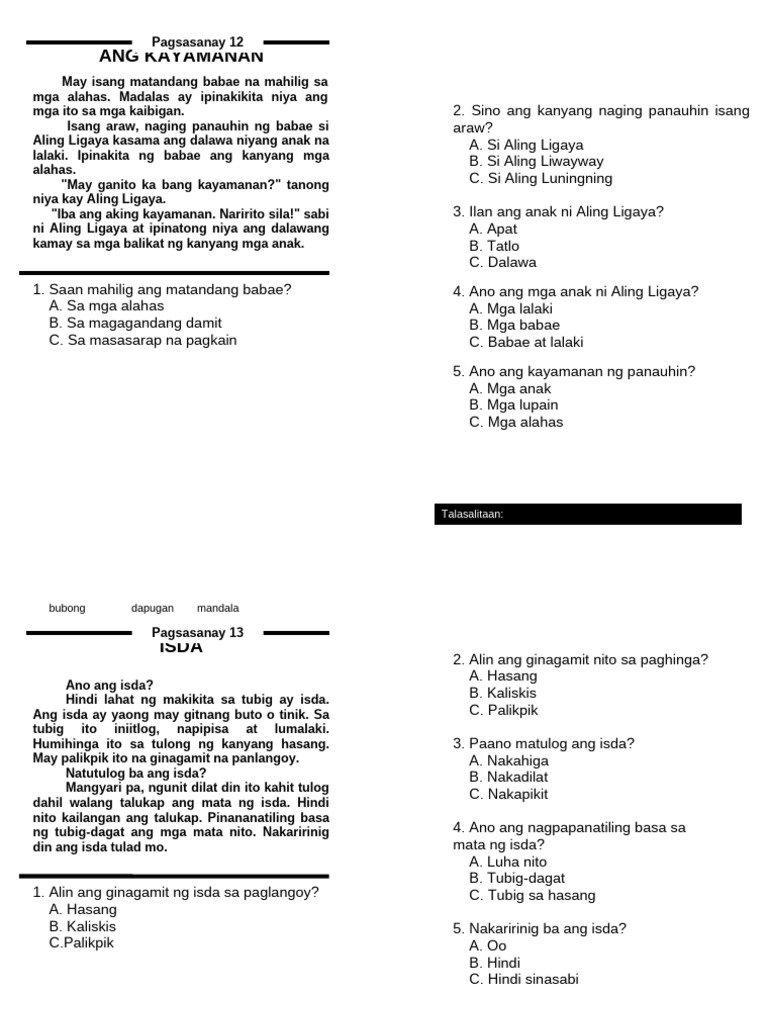 Ang Kayamanan Pagsasanay 12 | PDF