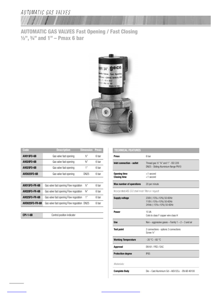 Catálogo Geca Av025fo FR 6bar | PDF