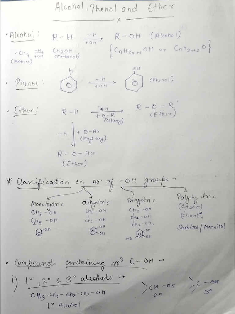 Alcohol, Phenol and Ethers | PDF