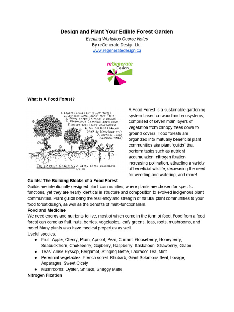 Food Forest Workshop Handout | PDF | Mulch | Compost