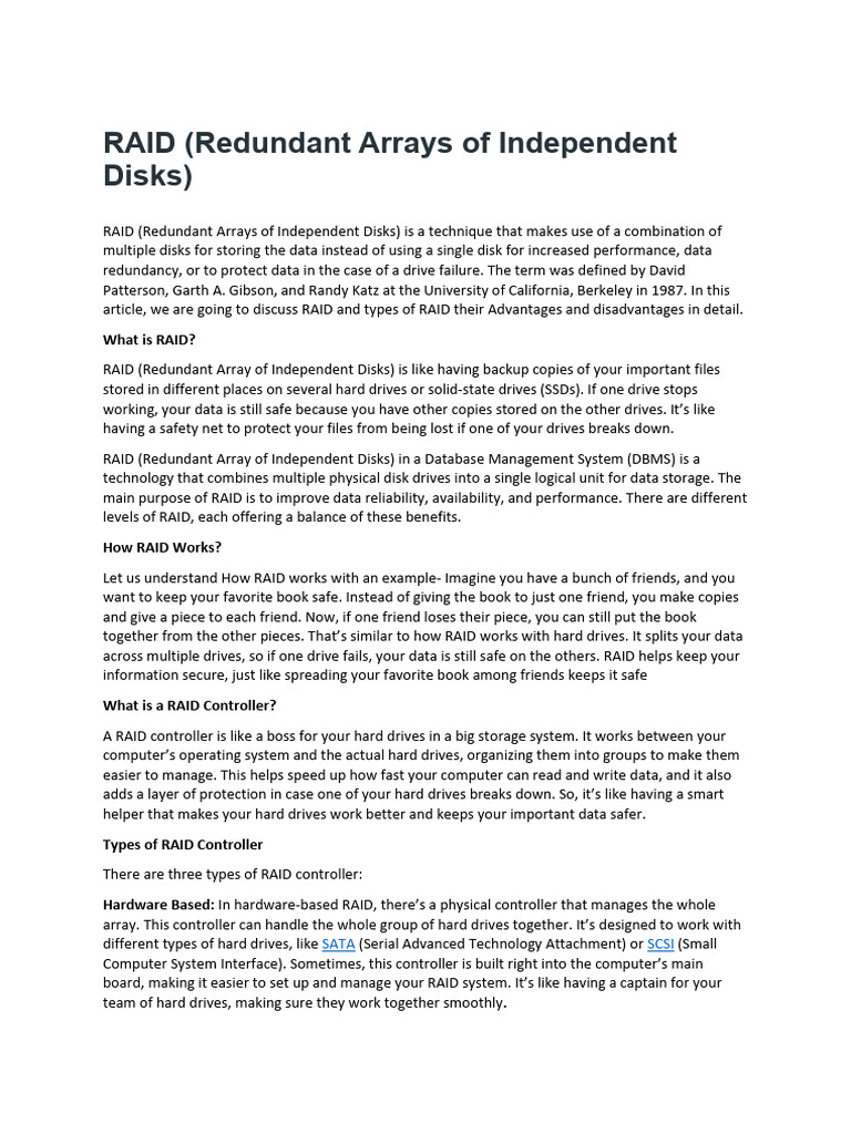 RAID | PDF | Hard Disk Drive | Computer Science