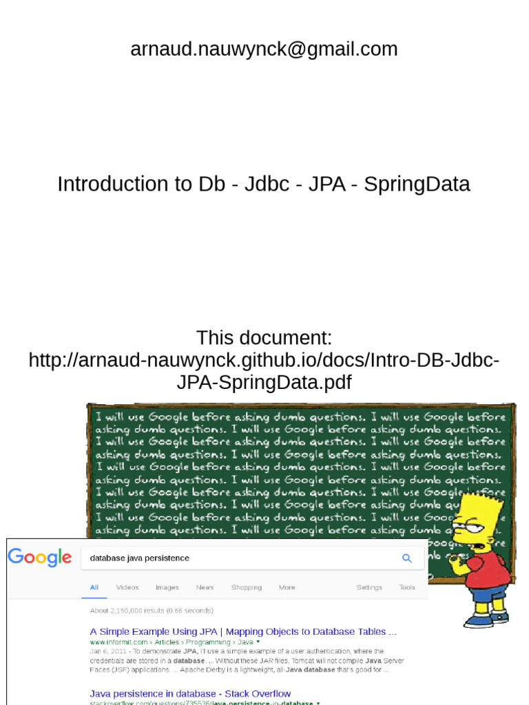 Introduction to JDBC, JPA, SpringData | PDF | Database Index | Computer Data