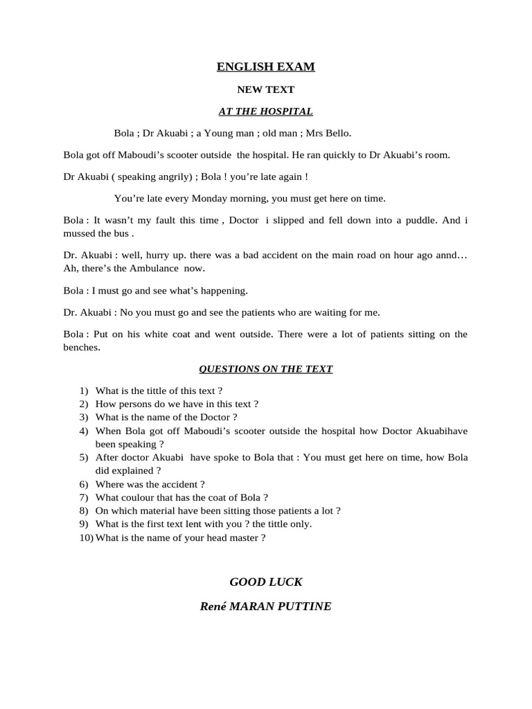 English Exam | PDF