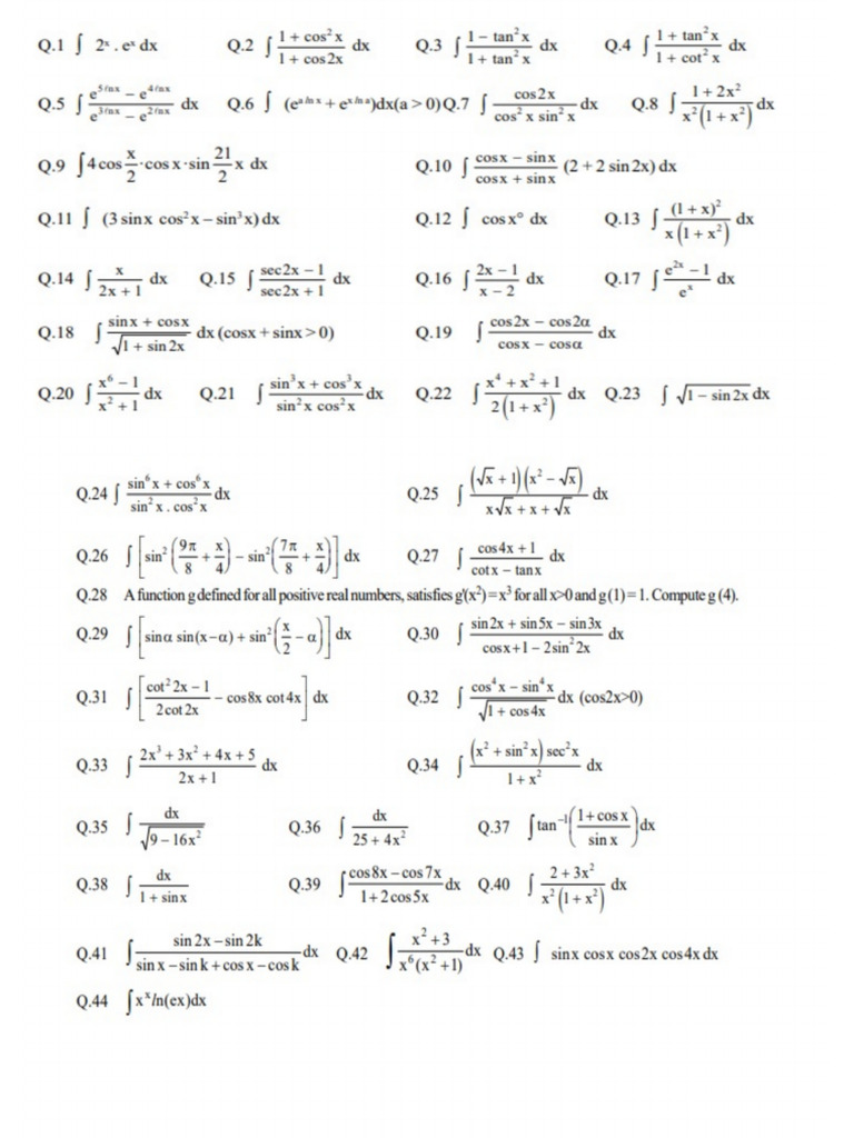 Integrals Practice Sums | PDF