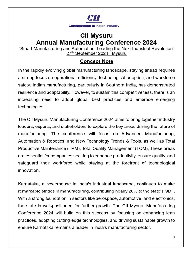 Concept Note CII | PDF | Automation | Innovation