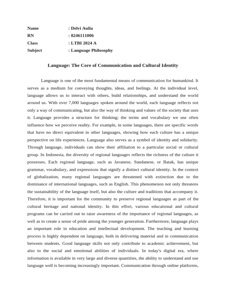 Language's Role in Culture & Society | PDF | Communication | Learning