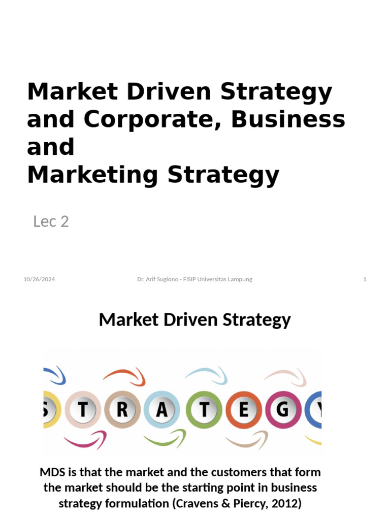 Market Driven Strategy Overview | PDF | Marketing Strategy | Marketing