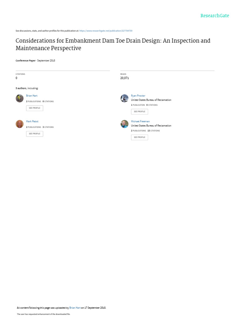 Considerations For Embankment Dam Toe Drain Design: An Inspection and ...