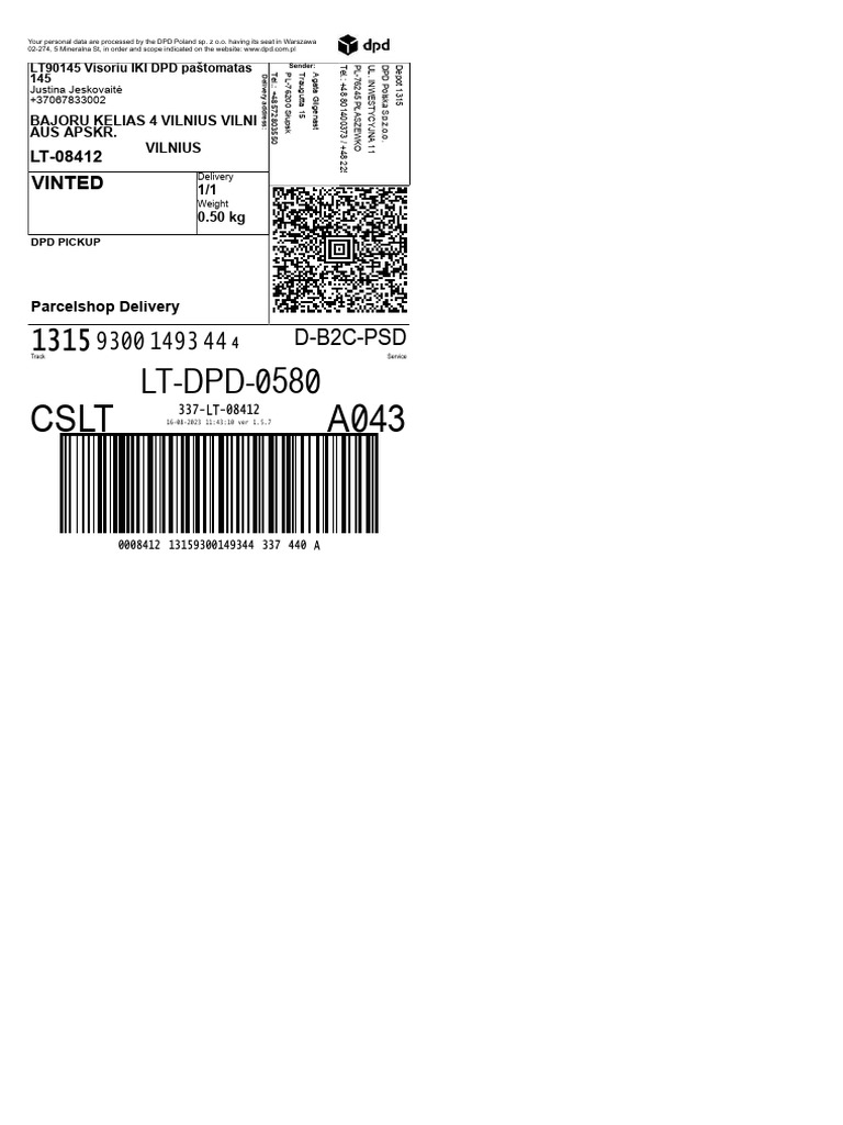 etykieta dpd | PDF