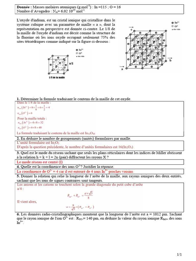 Rayon ionique de l'oxyde d'indium | PDF