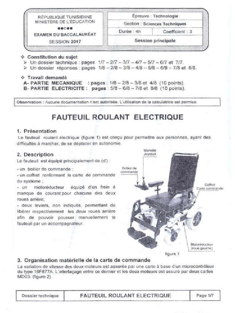 BAC 2017 Fauteuil Roulant Électrique | PDF