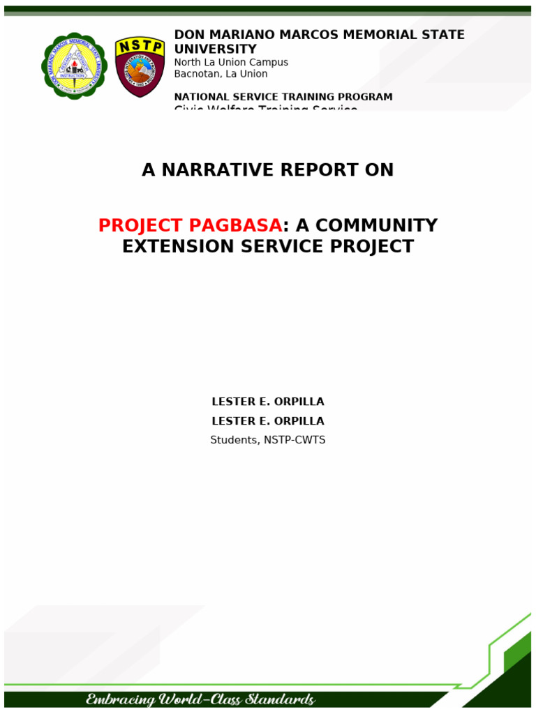 Narrative Report Format For Nstp Project