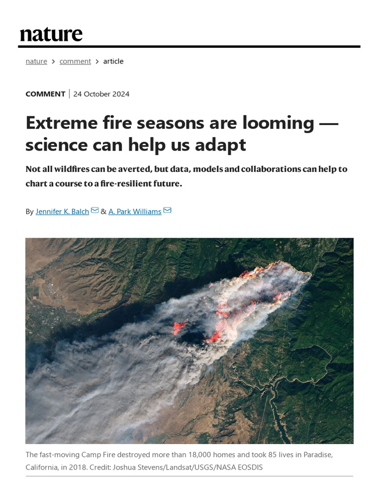 Extreme Fire Seasons Are Looming - Science Can Help Us Adapt | PDF ...