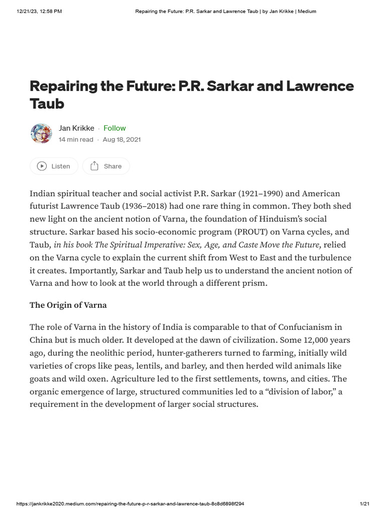 Repairing The Future - P.R. Sarkar and Lawrence Taub - by Jan Krikke ...