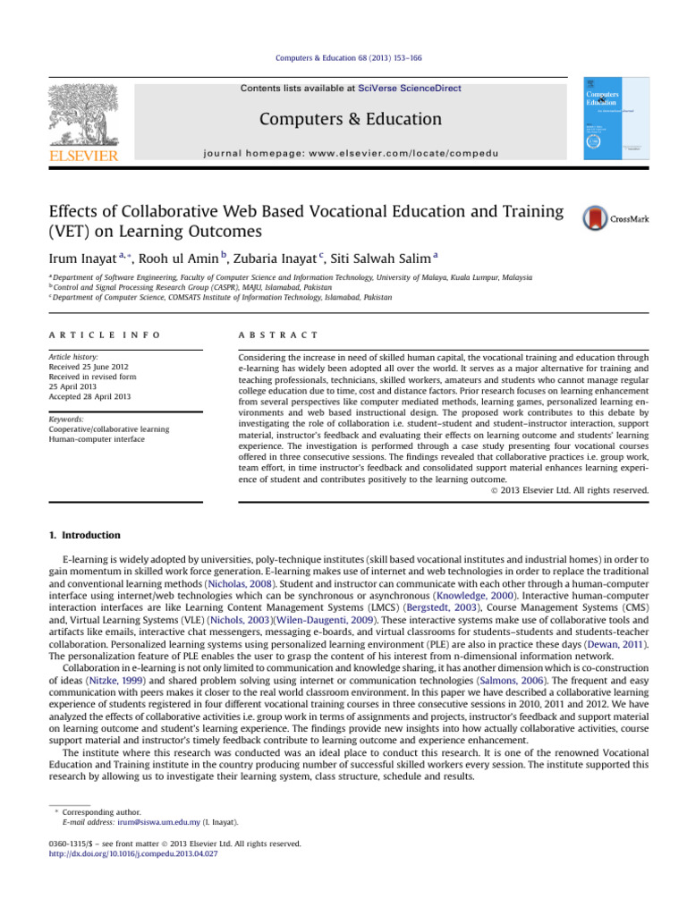 Effects of Collaborative Web Based Vocat | PDF | Educational Technology | Vocational Education