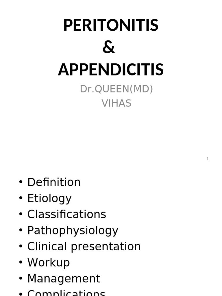 Appendicitis & Peritonitis | PDF | Peritoneum | Abdomen