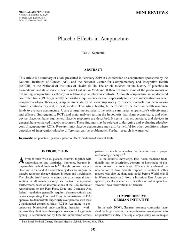 Placebo Effects in Acupuncture Research | PDF | Placebo | Randomized ...