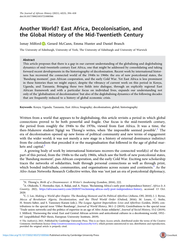 East Africa's Decolonisation Dynamics | PDF | Decolonization | Pan ...