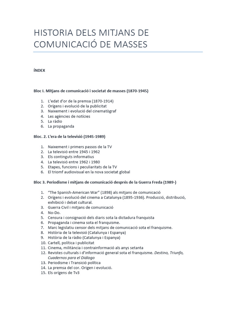 Unitat 0. Història Dels Mitjans de Comunicació de Masses | PDF