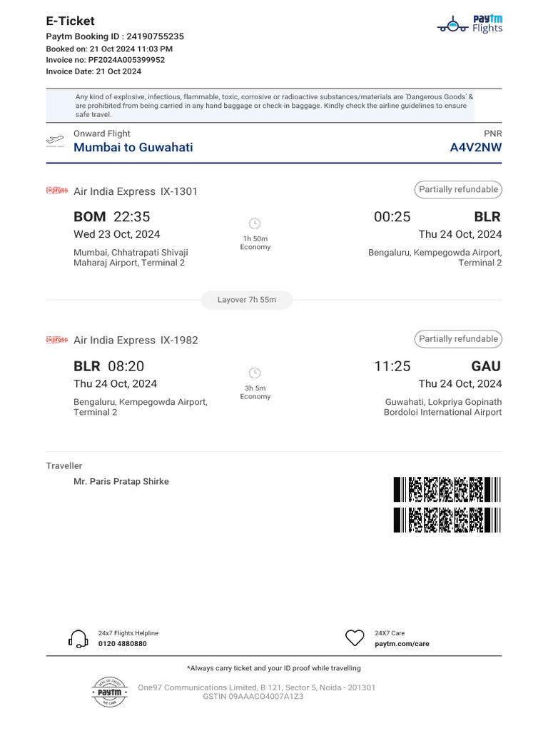 Ticket 1 | PDF | Fee | Airport