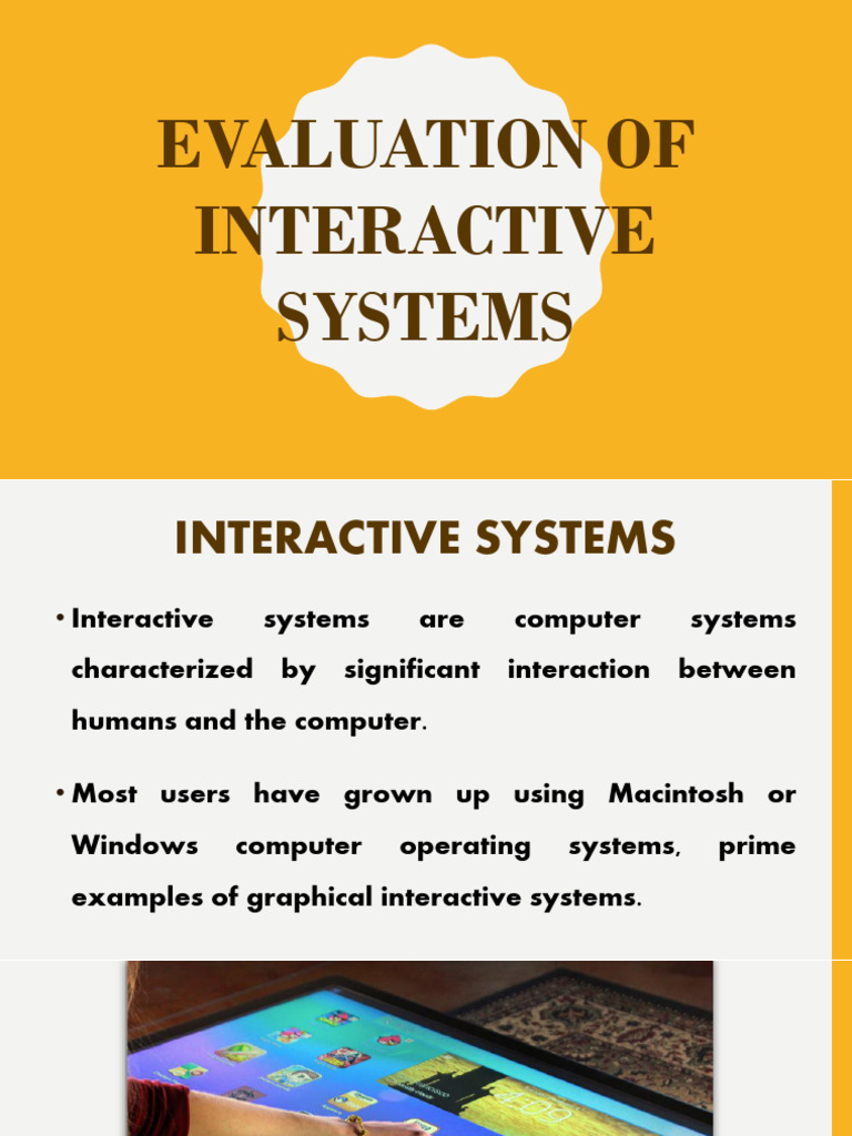 Module 9 - Evaluation of Interactive Systems - Tad | PDF | Usability | Visualization (Graphics)
