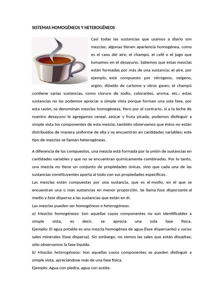 Sistemas Homogéneos y Heterogéneos | PDF