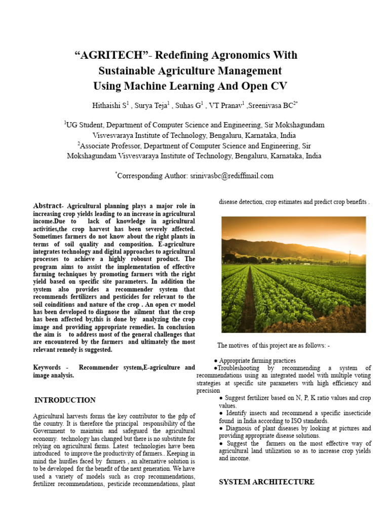 "AGRITECH"-Redefining Agronomics With Sustainable Agriculture ...