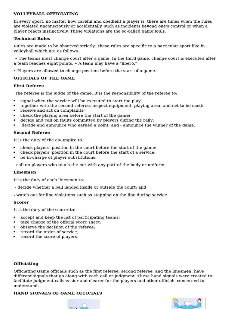 Volleyball Officiating Notes | PDF | Referee | Volleyball