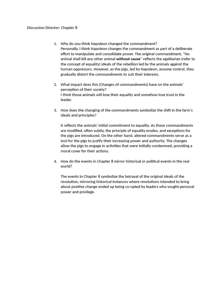 Discussion Director Chapter 8 | PDF