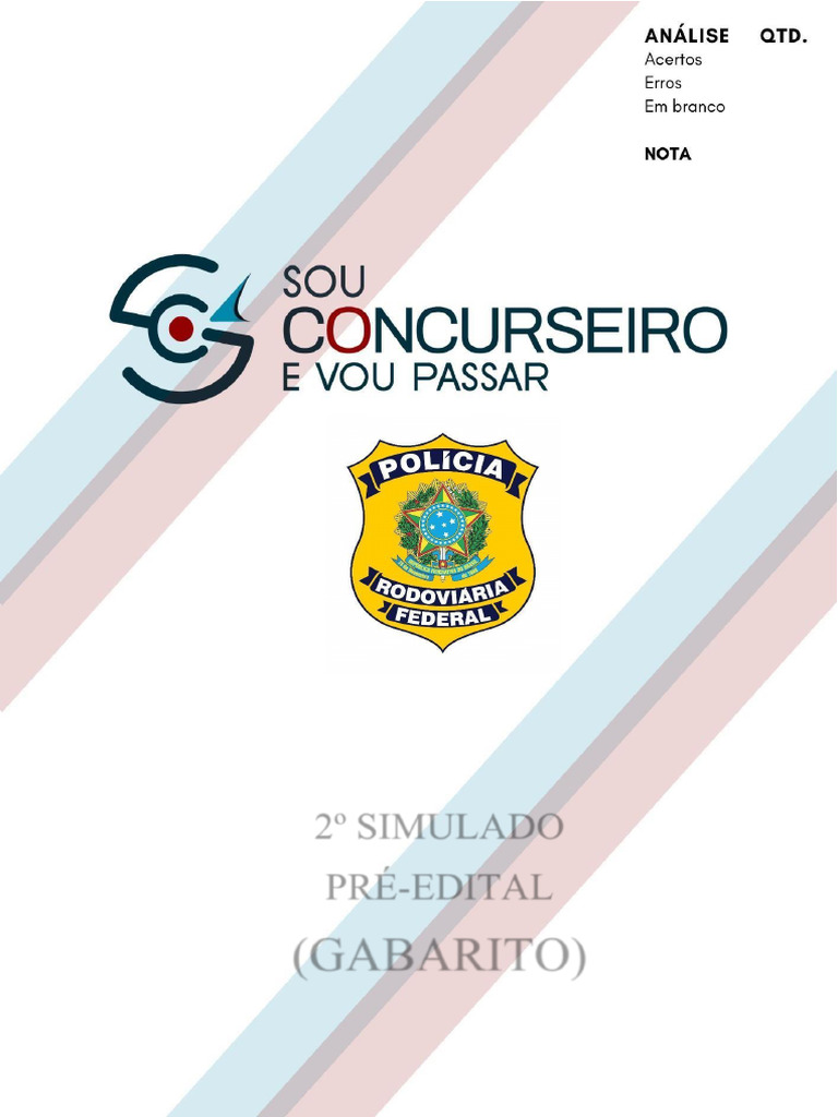 2 - Simulado - Pre - Edital - PRF - Gabarito 2 | PDF