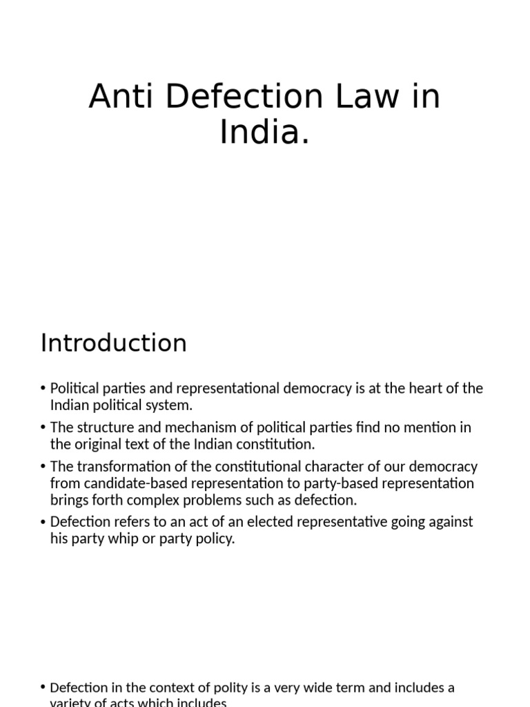 Anti Defection Law in India | PDF | Justice | Crime & Violence