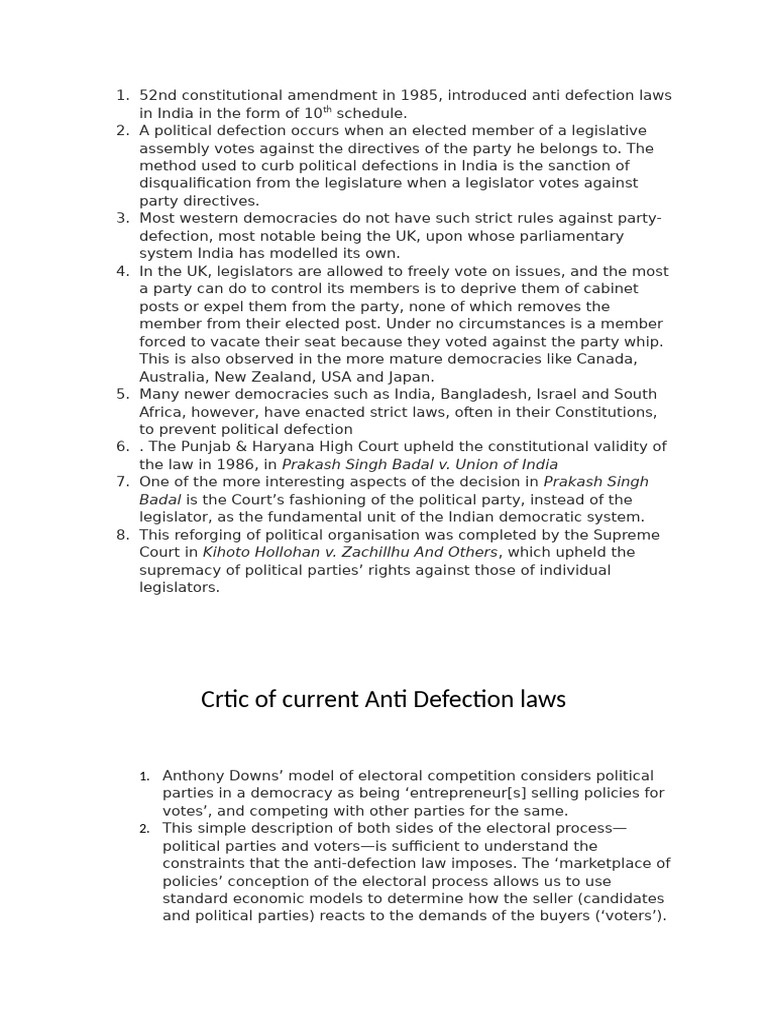 52nd Constitutional Amendment in 1985 | PDF | Political Parties | World Politics