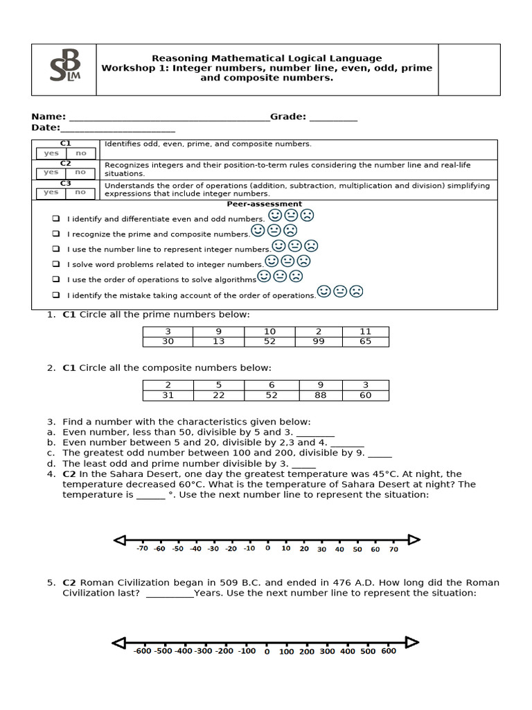 Workshop 1-5th Grade (C1, C2 and C3) | PDF | Numbers | Prime Number
