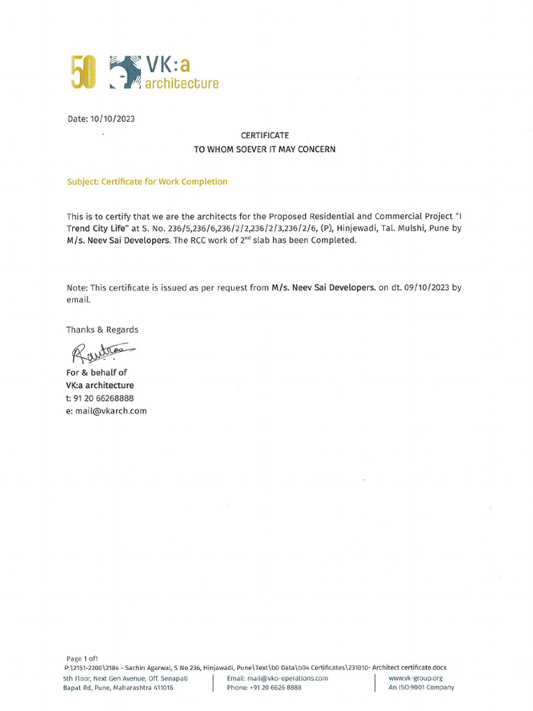 231010-Architect Certificate | PDF