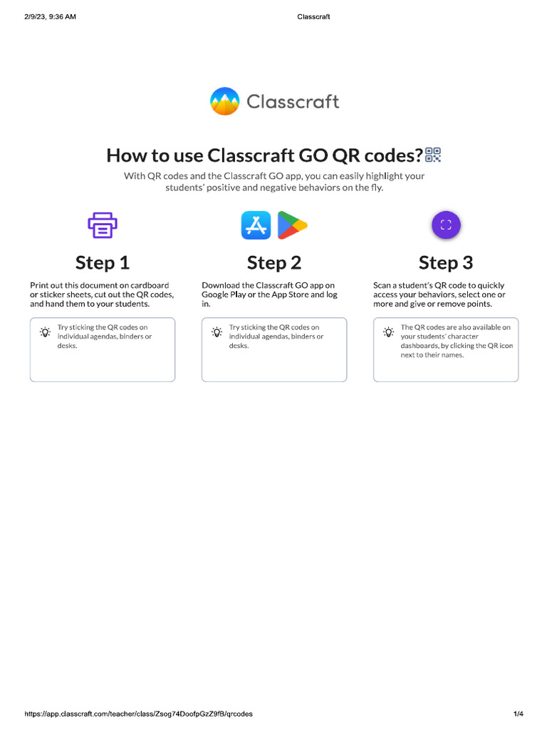 Classcraft QR Code | PDF