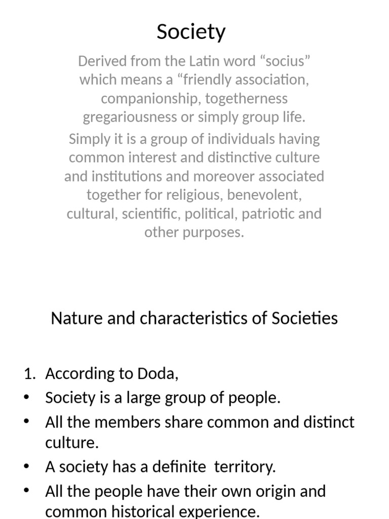 Understanding Society: Types and Characteristics | PDF