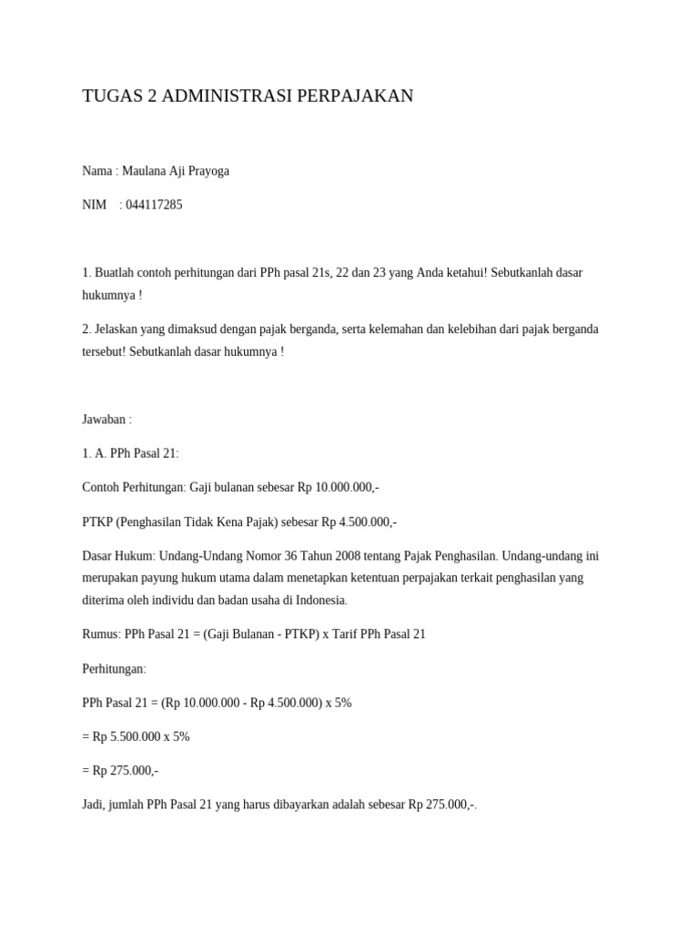 Tugas 2 Administrasi Perpajakan | PDF