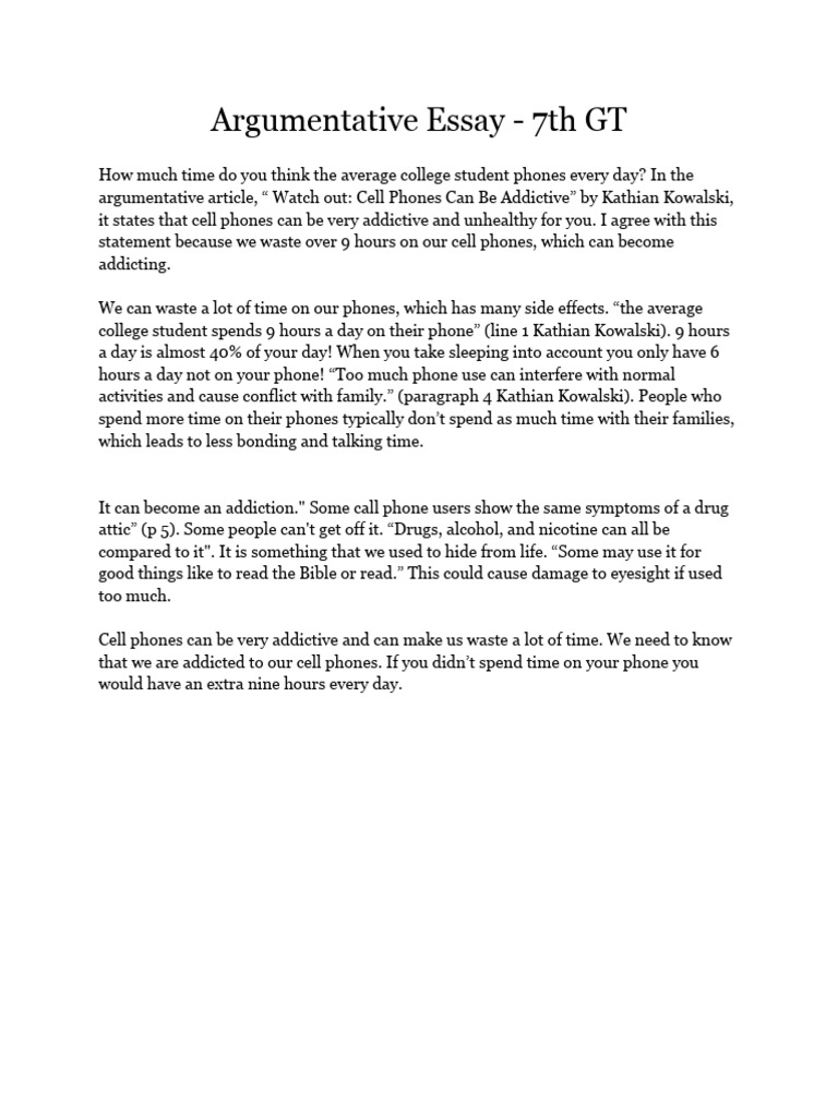 Argumentative Essay - 7th GT PDF | PDF | Social Science