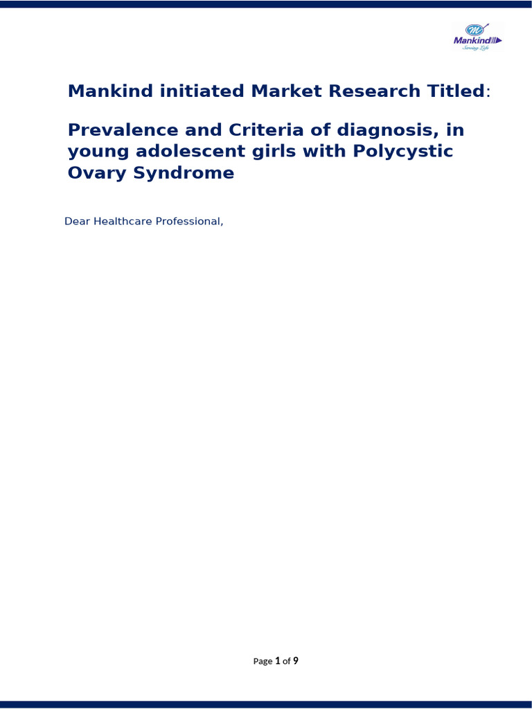 PCOS Diagnosis in Adolescents Survey | PDF | Polycystic Ovary Syndrome ...