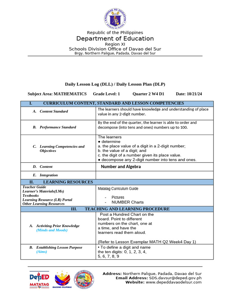 DLL Math q2 Week4 Day 1 4 | PDF | Curriculum | Learning
