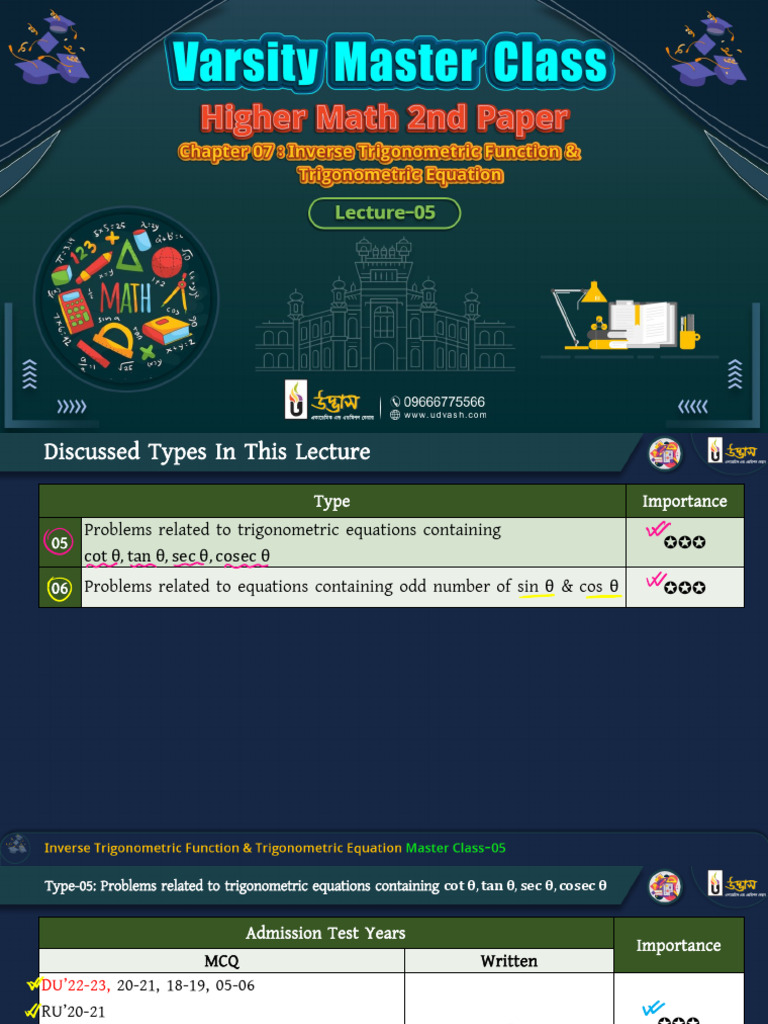Versity Inverse Trigonometric Function&Trigonometric Equation 5 MC | PDF | Trigonometric ...