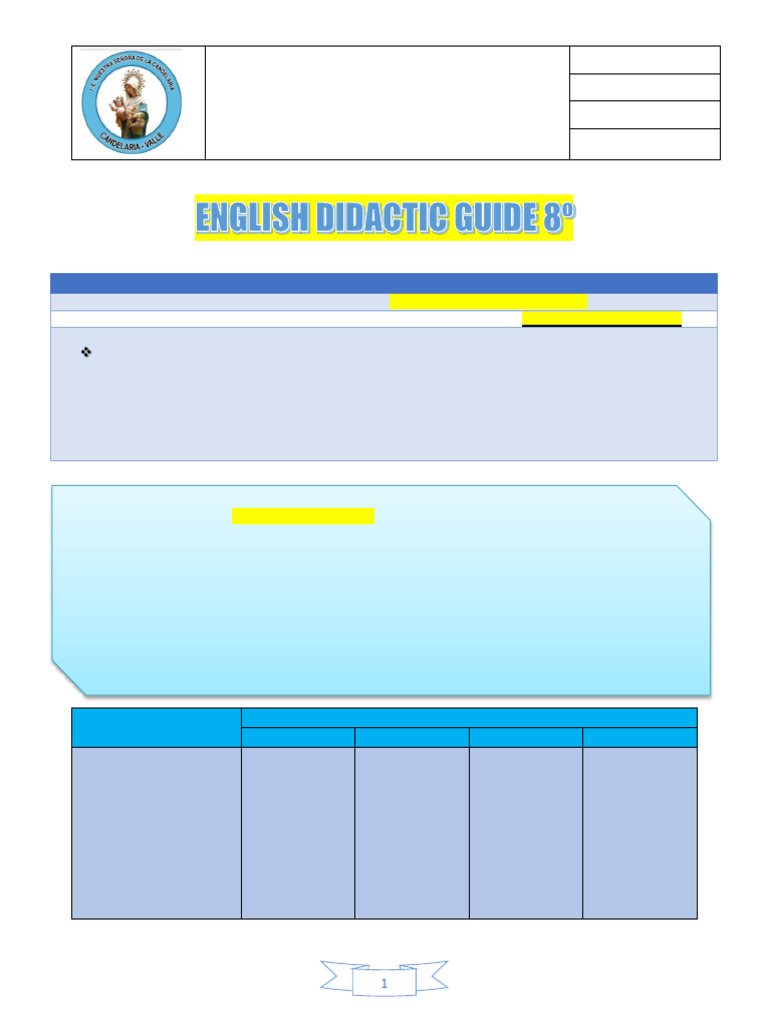 ENGLISH DIDACTIC GUIDE 8th 3rd ACADEMIC TERM 2024 - 240905 - 210459 ...