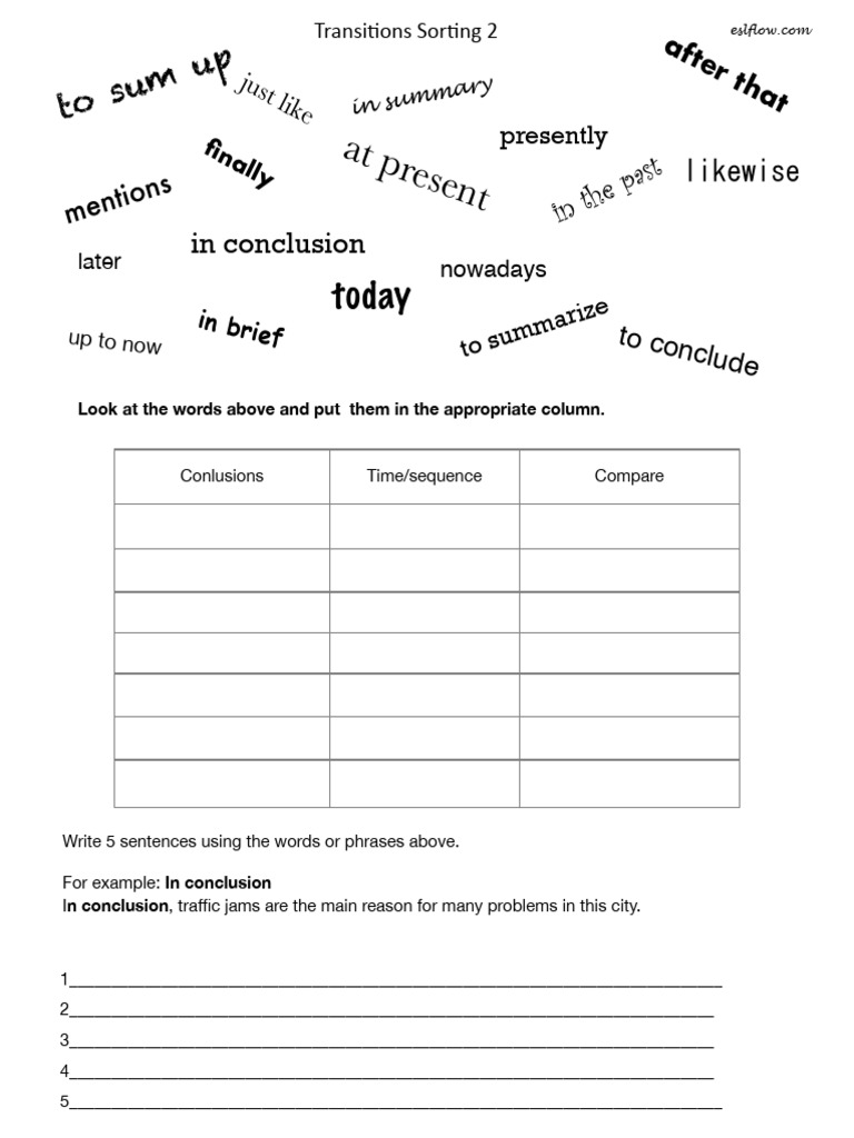 Transition Sorting 2 2021 | PDF | Syntax | Linguistics